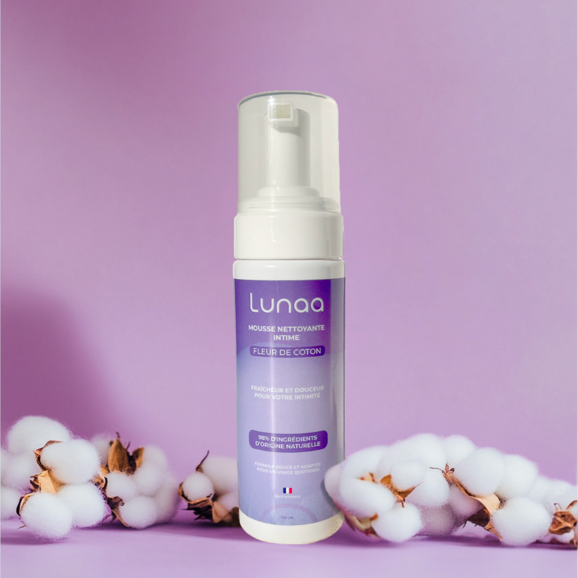 Mousse Nettoyante Intime 150ml - Fleur de coton – Lunaa